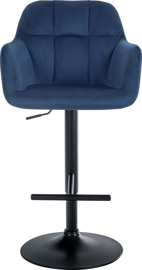 Barová židle Natoma samet černá konstrukce – modrá