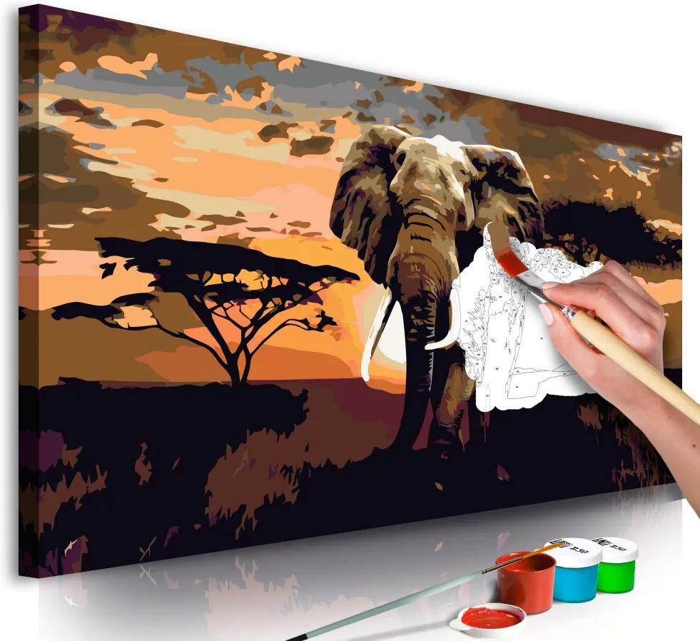 Bimago Malování podle čísel - Elephant in Africa (Brown Colours) | 80x40 cm