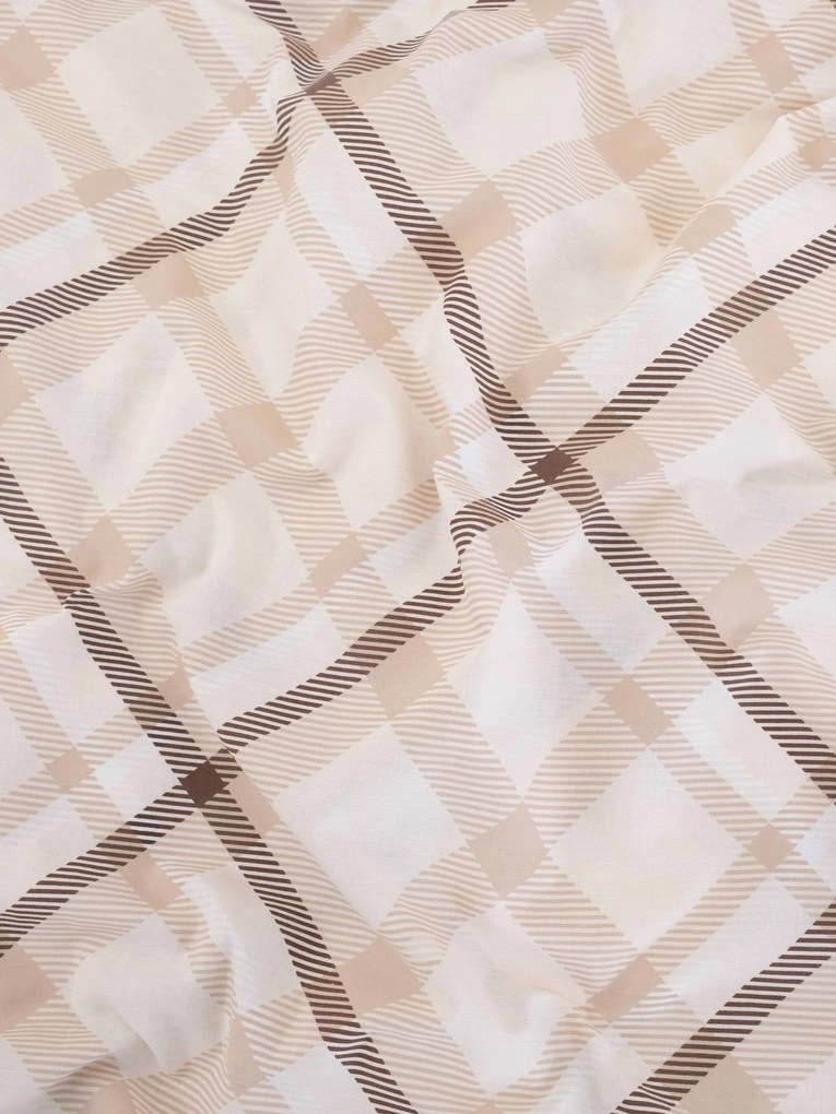 MK Lůžkoviny Bavlněné povlečení Renforcé - Káro krémové 140 × 200 cm, 70 x 90 cm