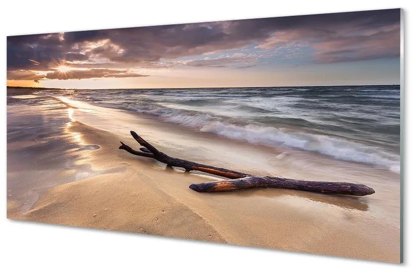 Obraz na skle Gdańsk Beach sea sunset 140x70 cm