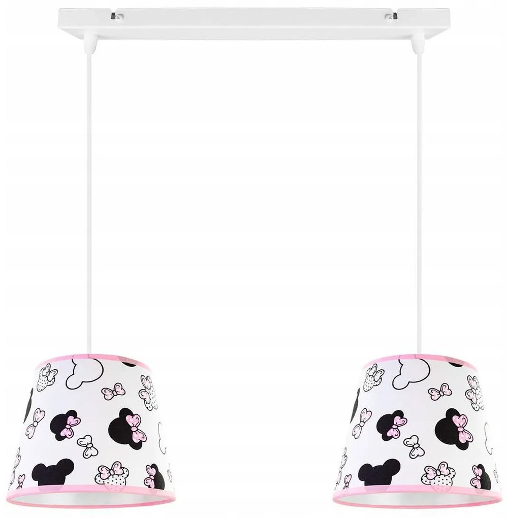 Dětské závěsné svítidlo Minnie, 2x textilní stínítko se vzorem, s