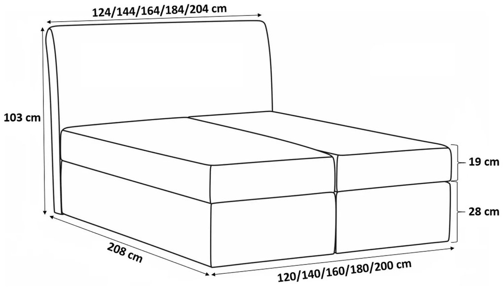 Čalouněná postel REX - 160x200, bílá + topper ZDARMA