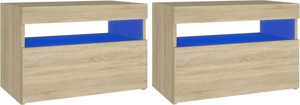 Noční stolky s LED osvětlením 2 ks dub sonoma 60 x 35 x 40 cm 3082781