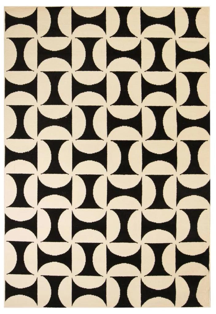 Moderní koberec s geometrickým vzorem - béžovo-černý | 160x230 cm
