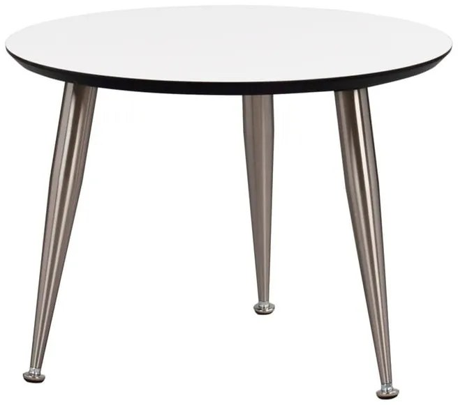 Bílý konferenční stolek s nohami ve stříbrné barvě Folke Strike, výška 47 cm x ∅ 56 cm