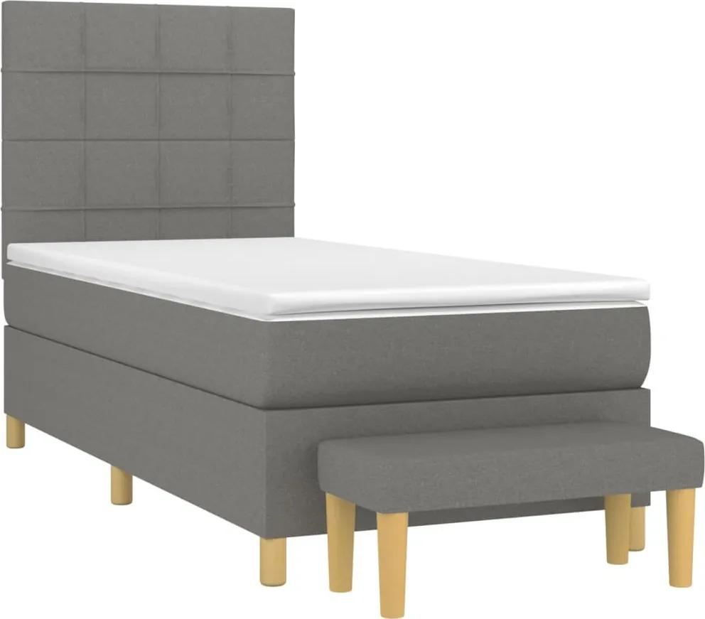 vidaXL Box spring postel s matrací 90x200 cm textil [3137128] Barva: Tmavě šedá