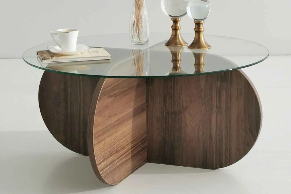 Designový konferenční stolek Jameela 75 cm vzor ořech