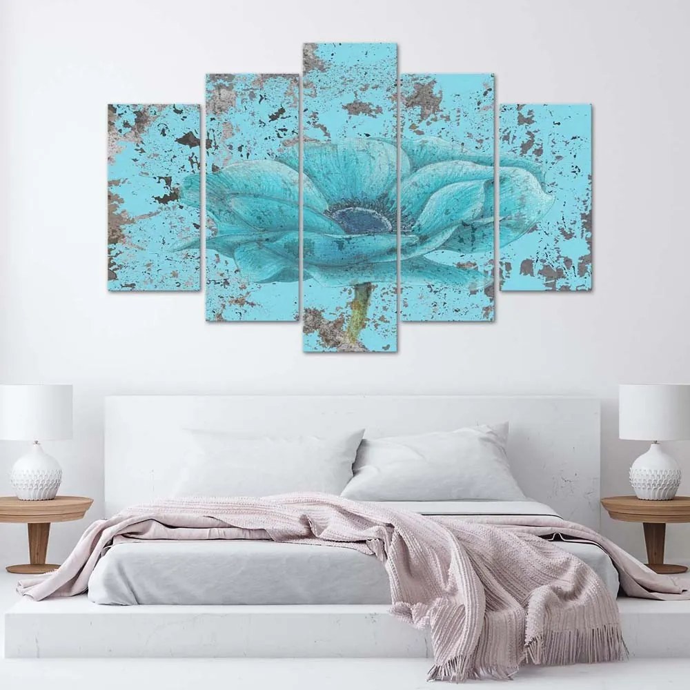 Gario Obraz na plátně Modrá květina - 5 dílný Rozměry: 100 x 70 cm
