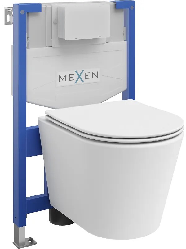 Mexen Rico podomítková sada WC rám Fenix XS-F s WC mísou a pomalu zavírajícím sedátkem, bílý mat - 68030724001