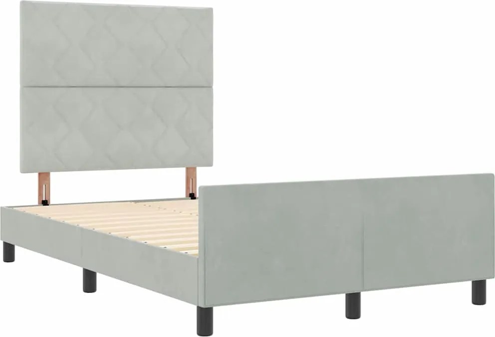 Postel s boxspringem s čelo Světle šedá 120 x 200 cm samet 3344999