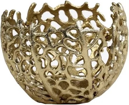 Zlatý antik kovový svícen na čajovou svíčku Sabela - Ø 12*10cm
