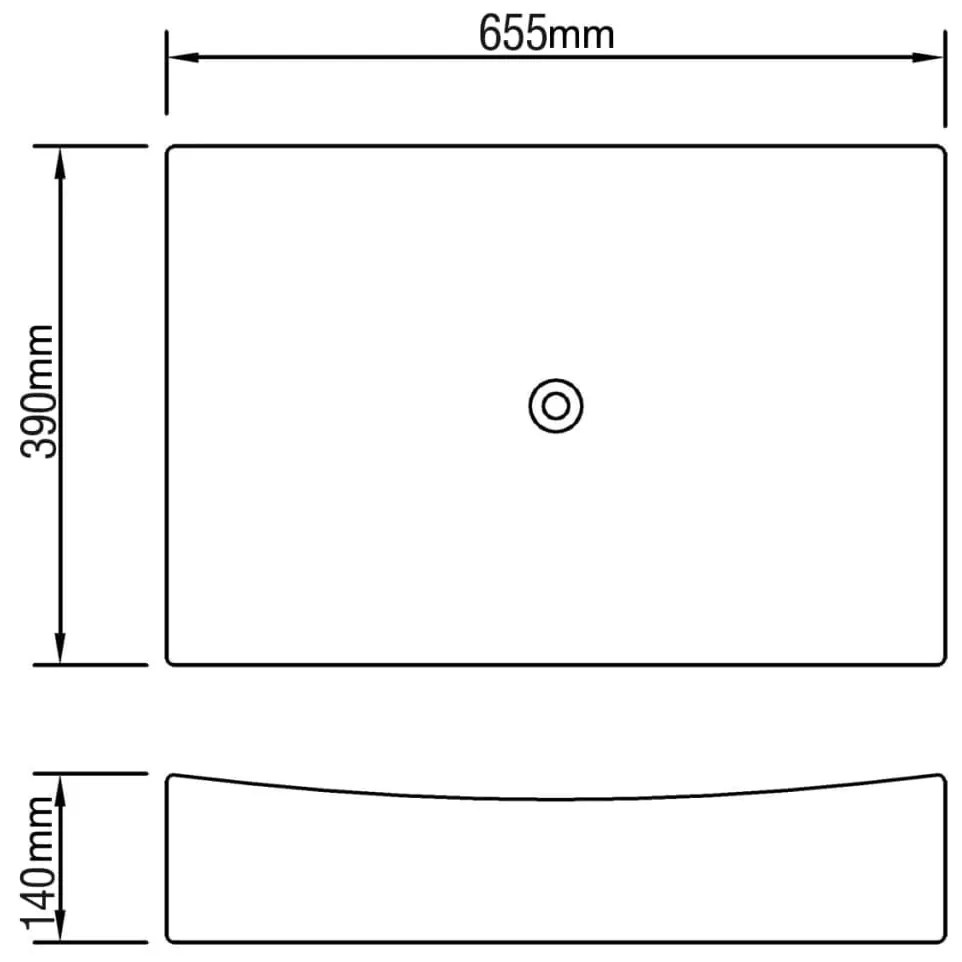 vidaXL Obdelníkové keramické umyvadlo s vysokým leskem - bílé