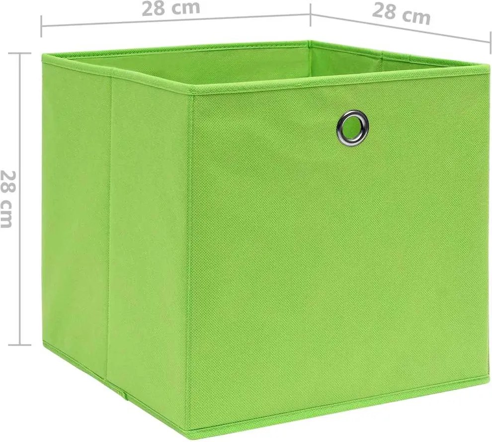 Úložné boxy 10 ks netkaná textilie 28 x 28 x 28 cm zelené 325229
