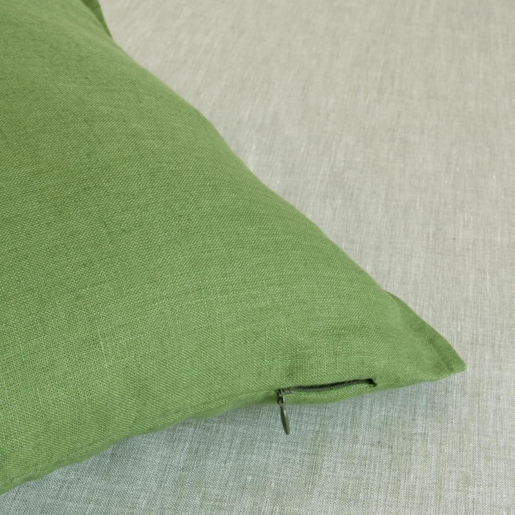 TULULUM Lněný povlak na polštář - zelený Rozměr polštáře: 40 x 40 cm