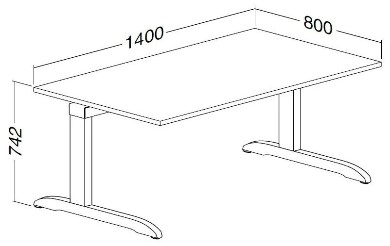 Stůl ProOffice C 140 x 80 cm, třešeň