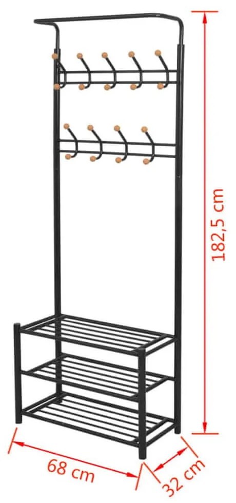 Petromila Věšák na oblečení s botníkem 68 x 32 x 182,5 cm černý