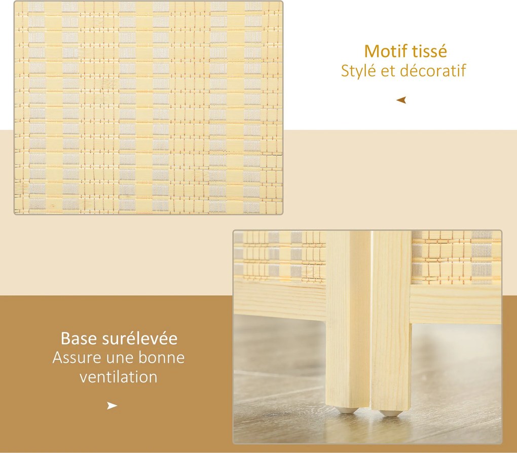 HOMCOM Interiérový dřevěný paravan 3 panely 135 x 180 cm Skladný rozdělovací separator pro obývací pokoj a ložnici, přírodní dřevo
