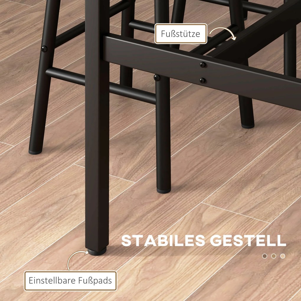 HOMCOM Barový set, 3dílný barový stůl s barovou židlí, jídelní skupina v industriálním designu, kuchyňský stůl se 2 barovými židlemi, do jídelny, kuc…