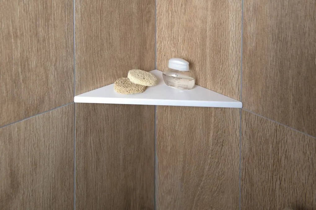 Sapho Sapho, ABELINE rohová police Rockstone 250x250mm, bílá matná, AE250-0101