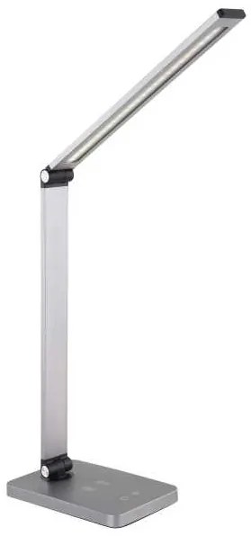 Stolní lampa Platinet 10 W, bezdrátové nabíjení + USB, stříbrná