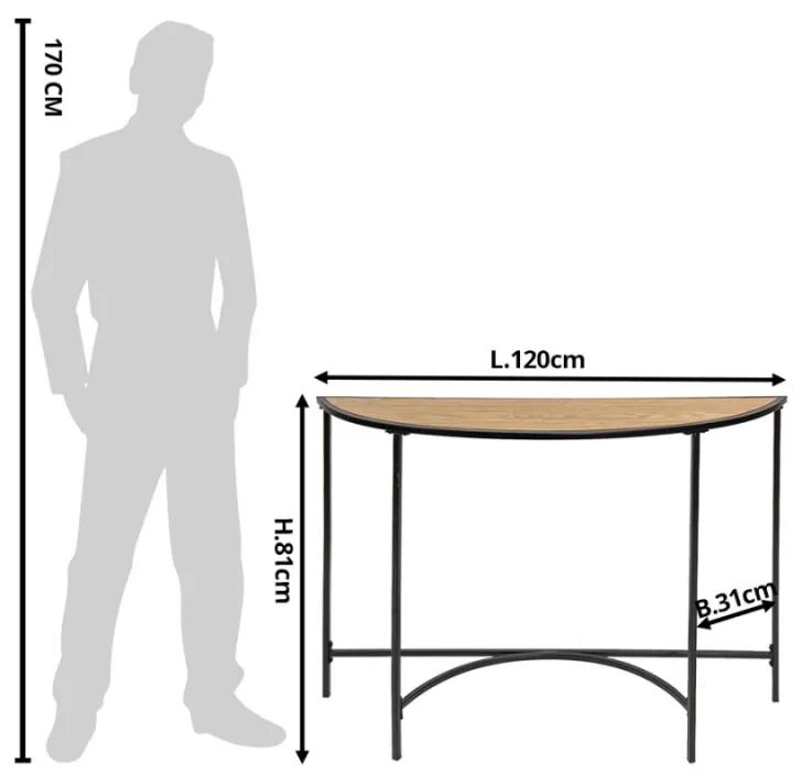 Černý kovový odkládací stolek ke stěně Pietje – 120x31x81 cm