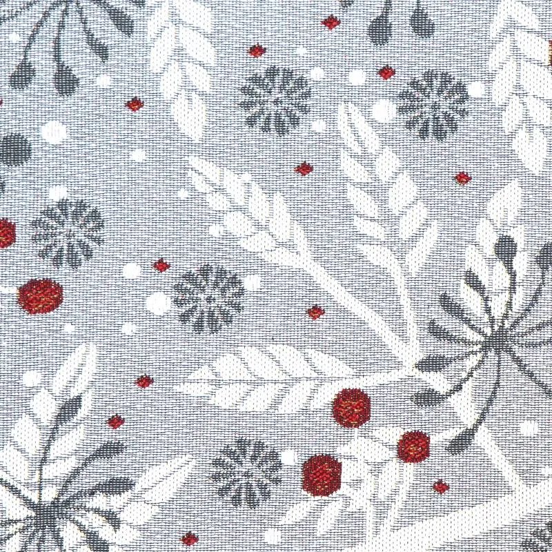 SCANquilt prostírání MOTIV listy, bobule šedočervená běhoun delší strana 100-170 cm