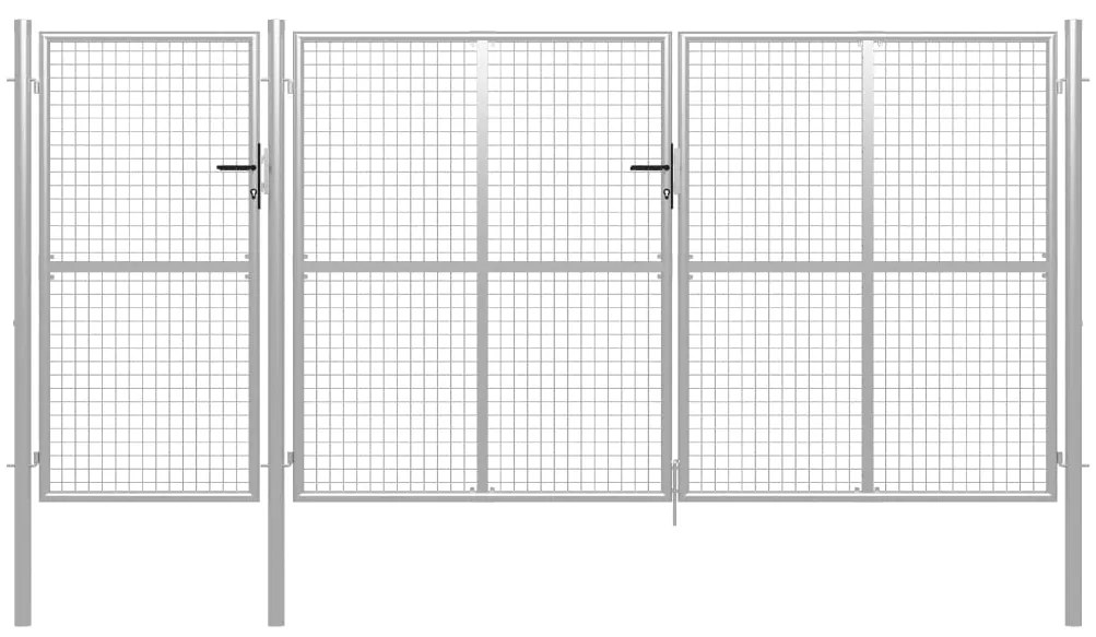 vidaXL Marketos Zahradní brána ocelová 400 x 150 cm stříbrná