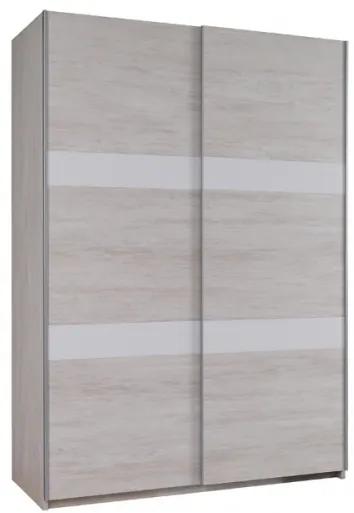 Gibmeble Šatní skříň DENVER SZ150 barevné varianty bílý dub / bílá lesklá, Osvětlení ano, Zrcadlo ano