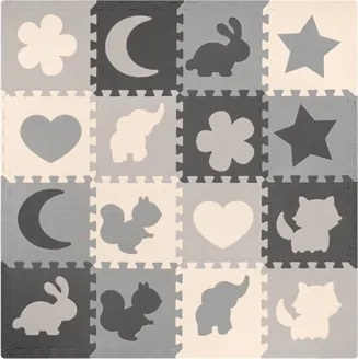 Pěnová podložka puzzle REBEL RBY-2250-16 150 x 150 cm, s rámem, šedá