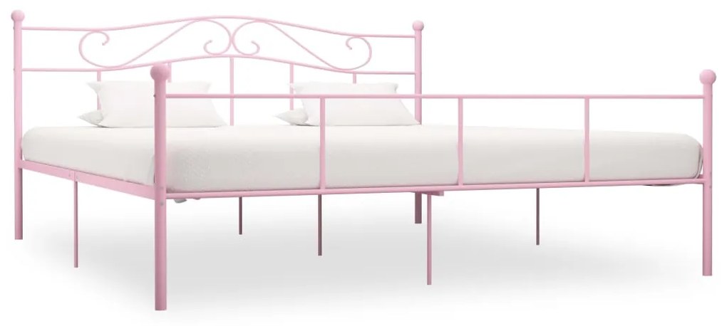 284543 vidaXL Rám postele růžový kov 200 x 200 cm