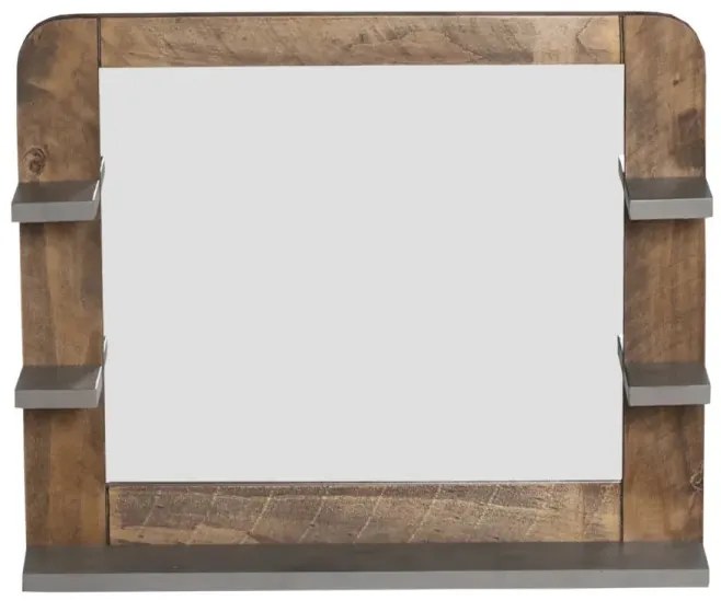 furniture-nabytek.cz - Masivní koupelnové zrcadlo Dingora z recyklované borovice, lakované, přírodní/šedá – 67×55 cm