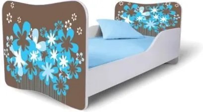 Dětská postel - Hnědá s květy - butterfly - 160 x 80 cm