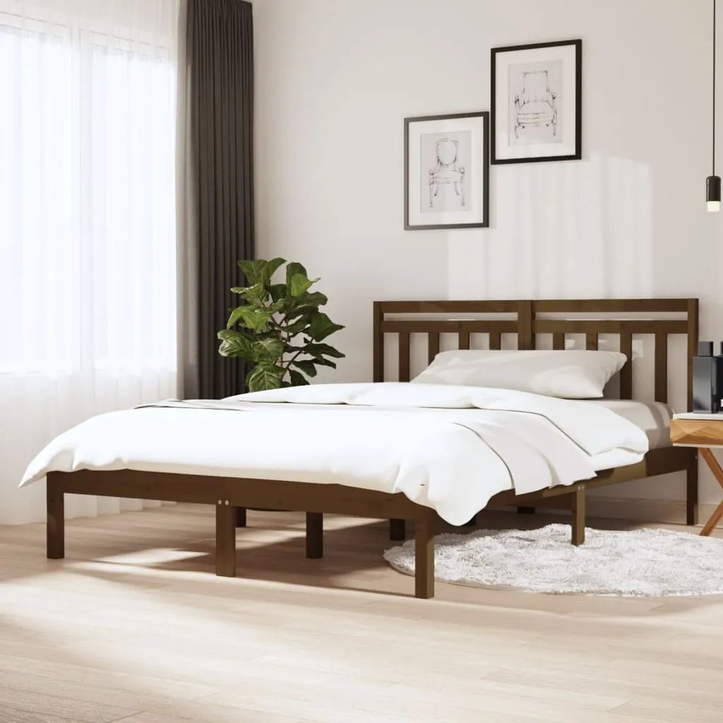Rám postele medově hnědý masivní borovice 140 x 200 cm,  3100592