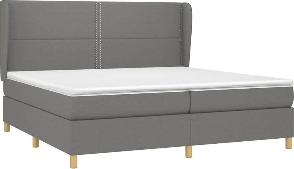 Box spring postel s matrací tmavě šedá 200x200 cm textil 3128470