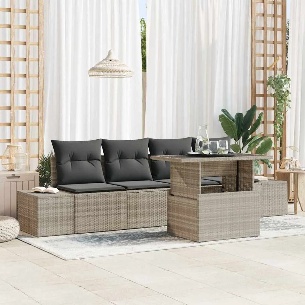 Set pohovek 5 ks Světle šedá polyratan 3349088