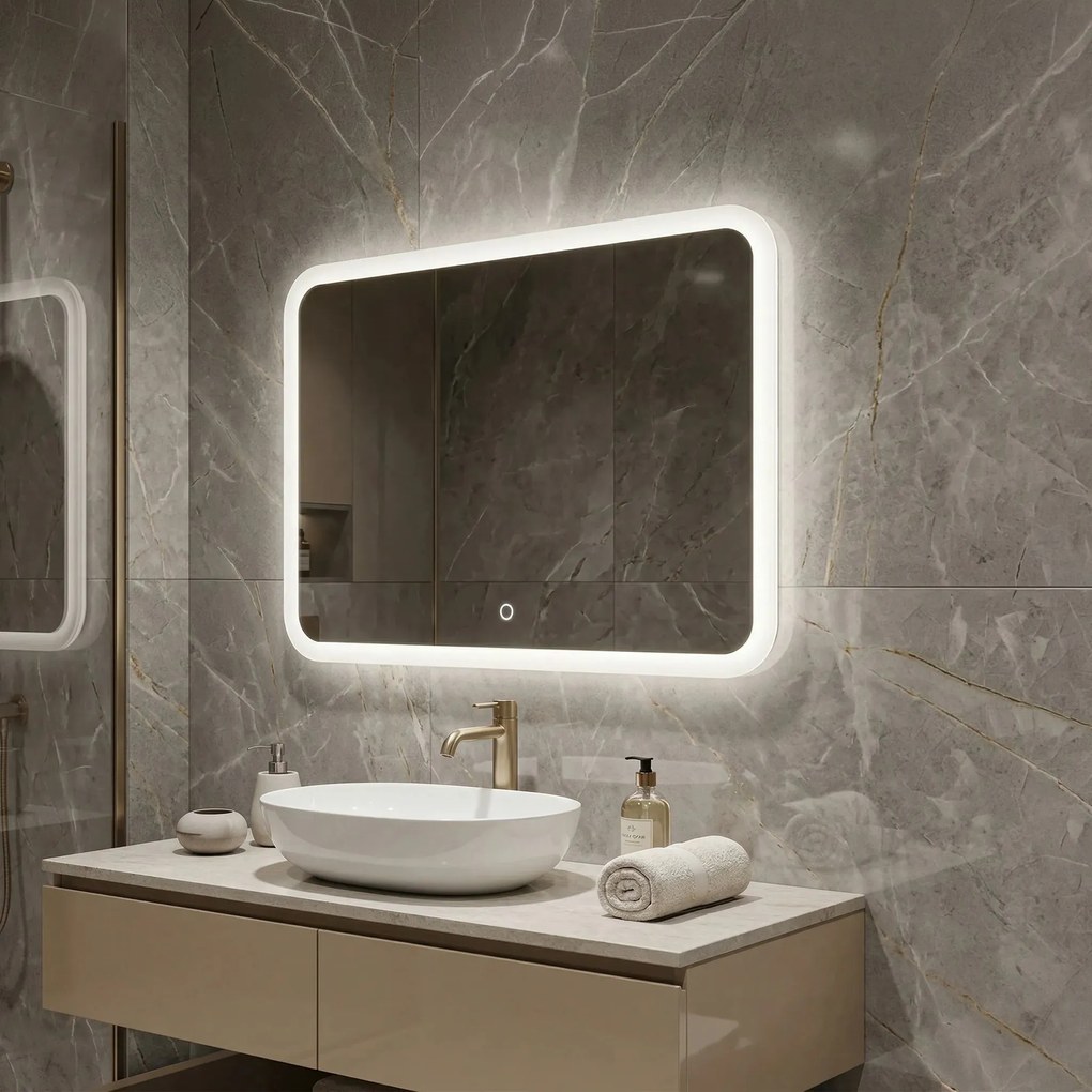 Tutumi Zrcadlo 80x60 cm s regulovatelným LED osvětlením HOM-01522