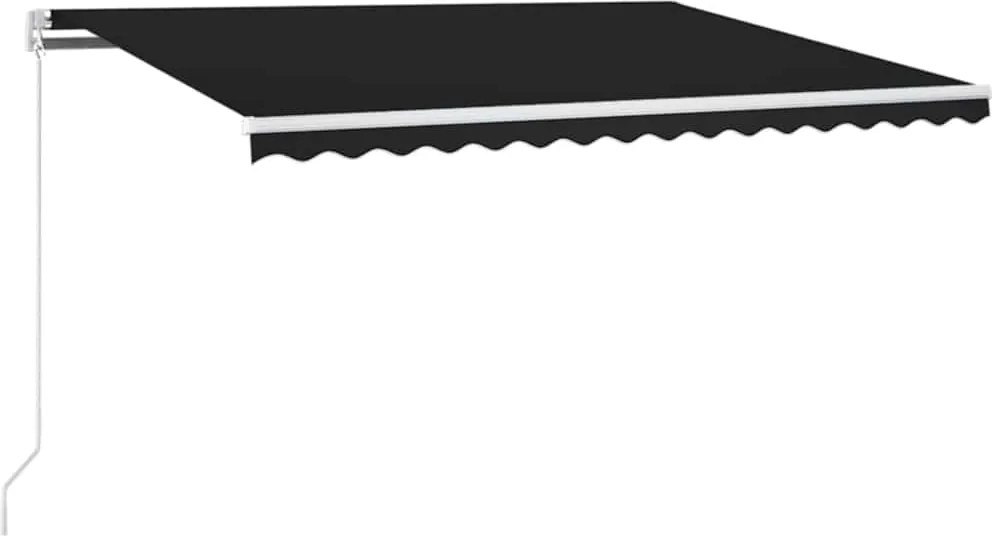 Ručně zatahovací markýza s LED světlem 400 x 350 cm antracitová 3068984