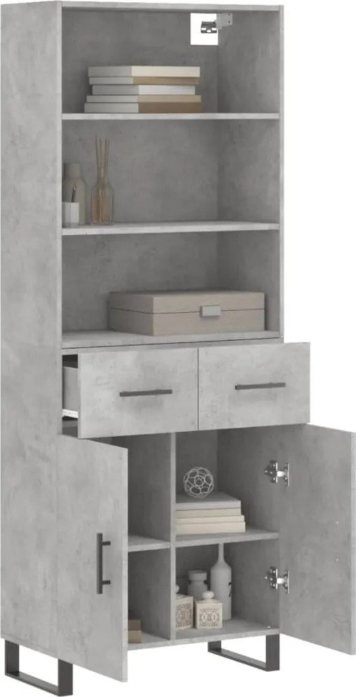 Skříň highboard betonově šedá 69,5x34x180 cm kompozitní dřevo 3200541