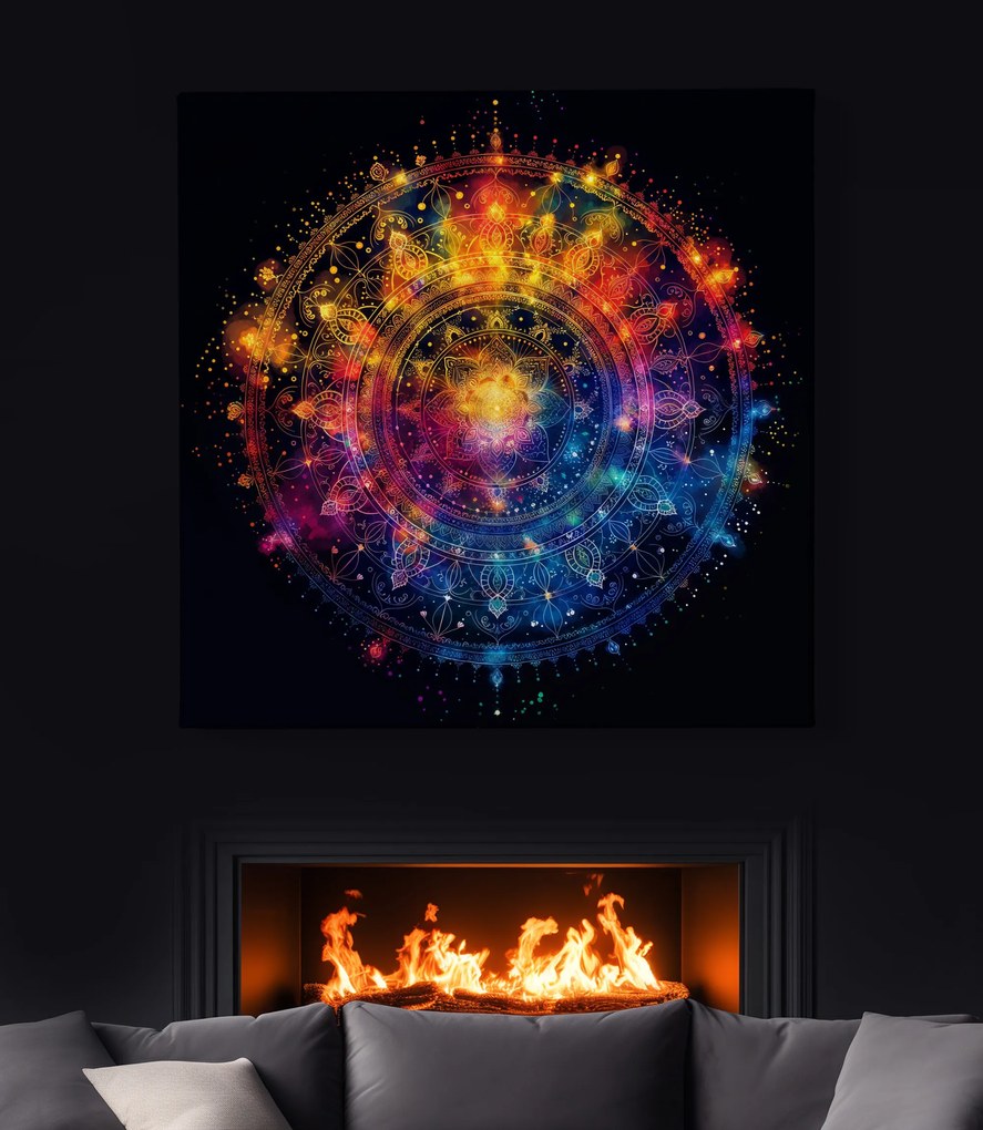 Obraz na plátně - Mandala Zářivá seance FeelHappy.cz Velikost obrazu: 80 x 80 cm