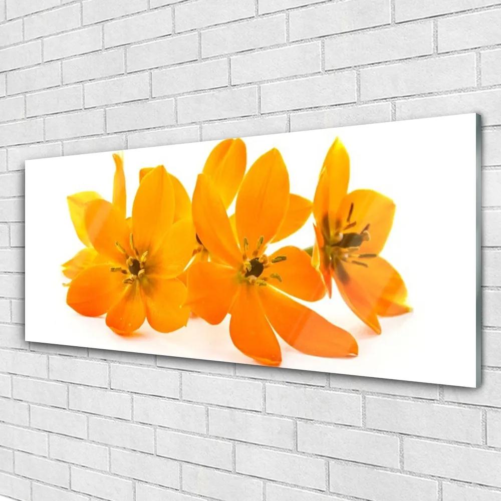 akrylový obraz Oranžové Květiny 125x50 cm