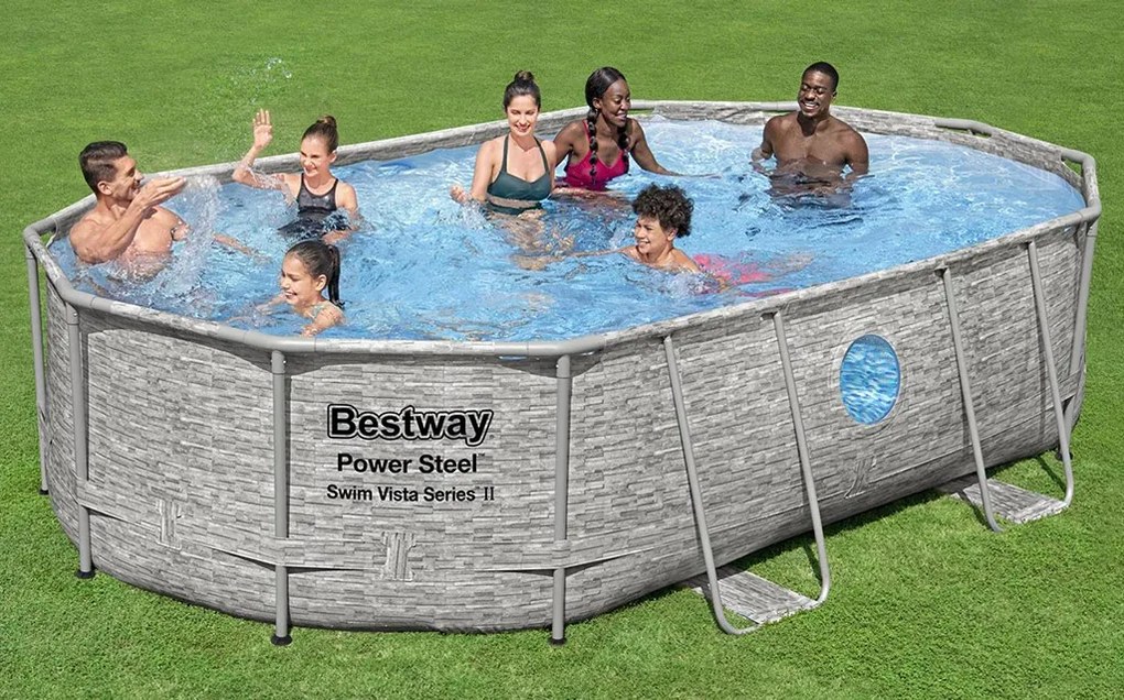 BESTWAY Power Steel Swim Vista Bazénový set 488 x 305 x 107 cm, písková filtrace 56946