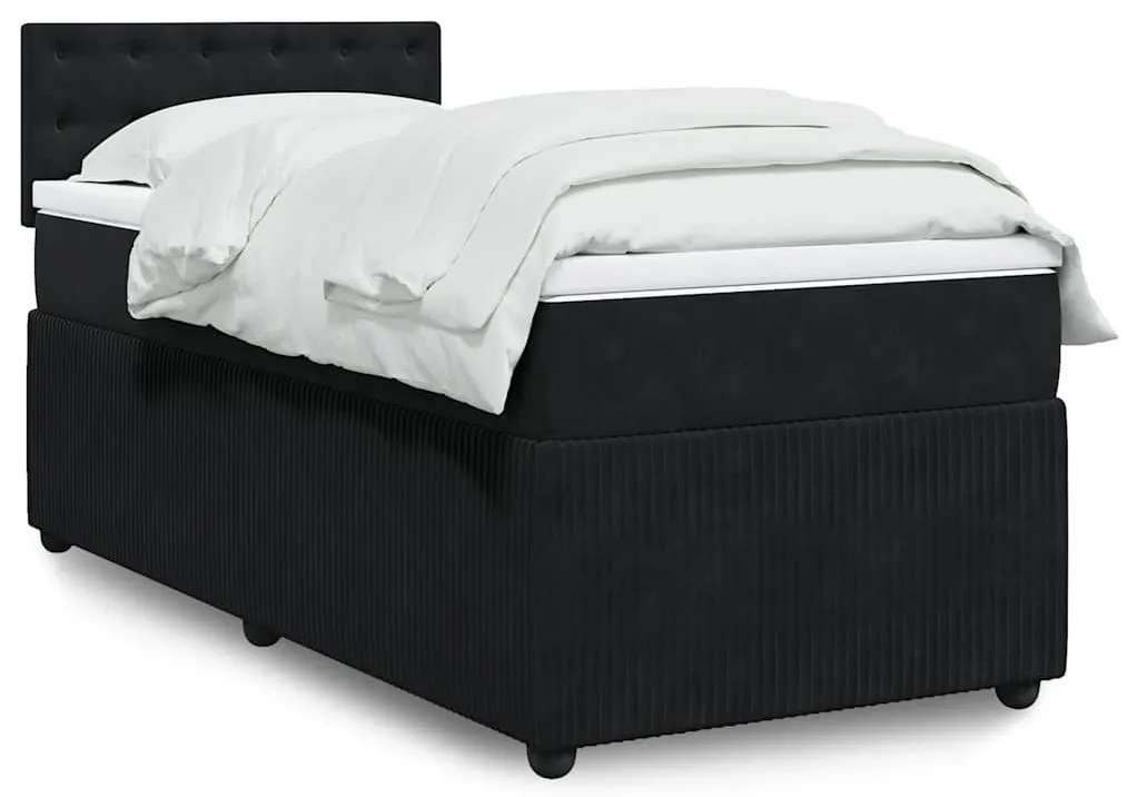 Box spring postel s matrací černá 90x200 cm samet 3289940