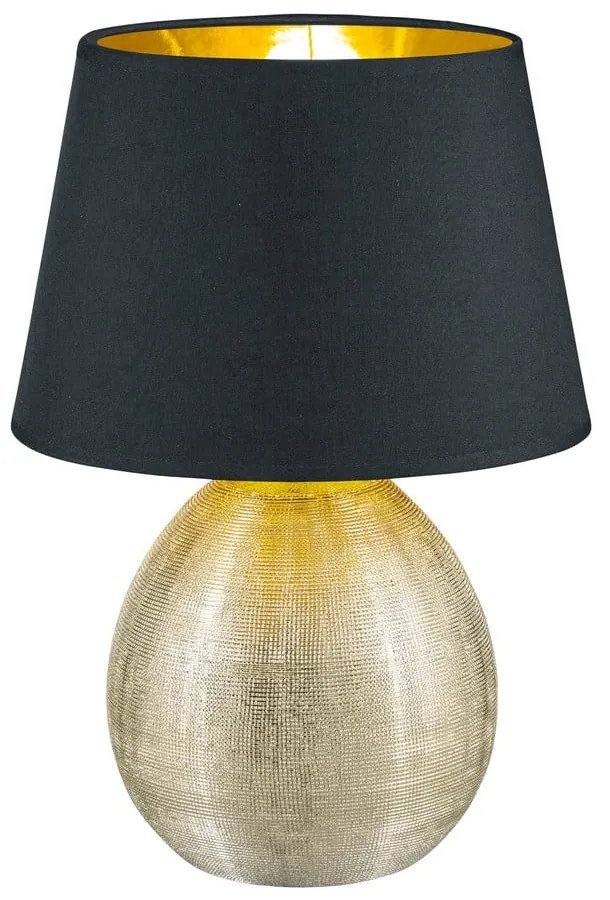 Černá stolní lampa z keramiky a tkaniny Trio Luxor, výška 35 cm