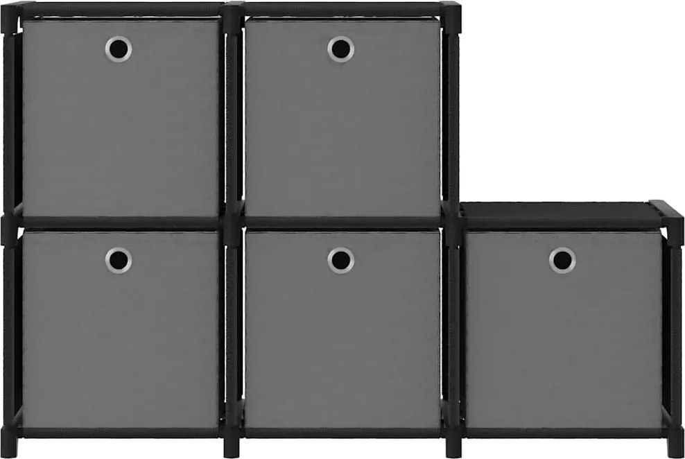 Výstavní police 5 přihrádek s boxy černá 103x30x72,5 cm textil 322603
