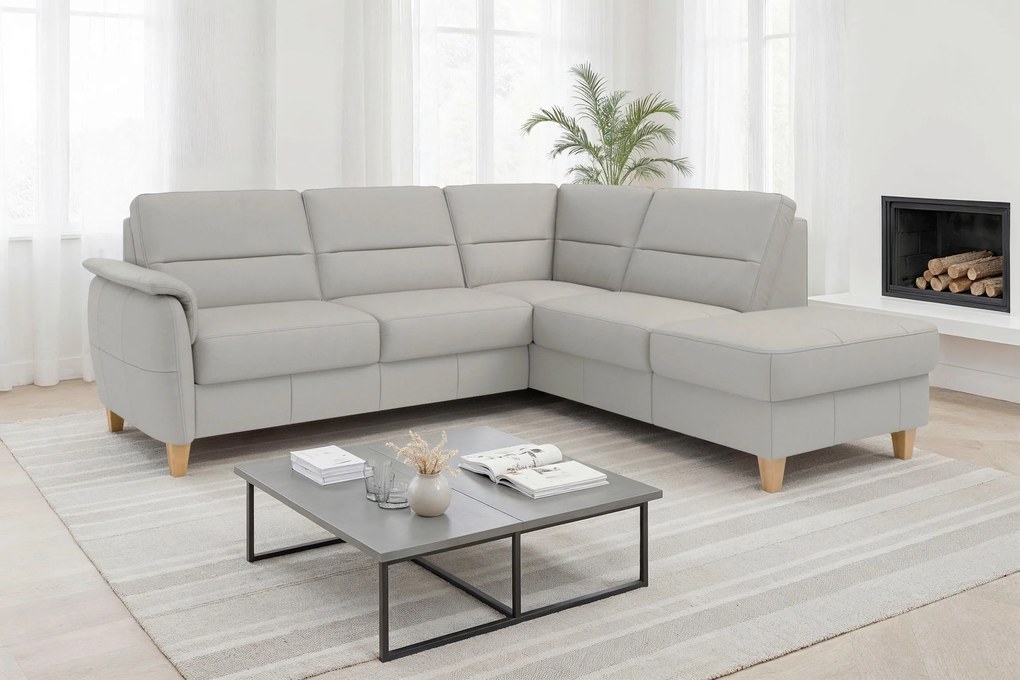 XXXLutz ROHOVÁ SEDAČKA, textil, kůže, světle šedá Sit & More - Sedací soupravy - 00014403324Q