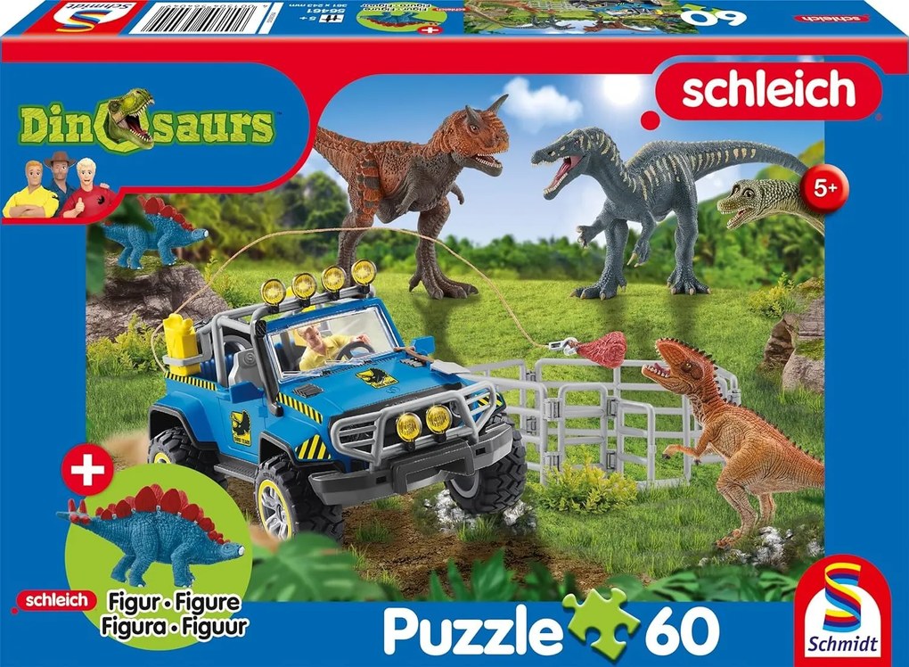 Puzzle schmidt schleich dinosaurs: prehistoričtí obři 60 dílků + figurka schleich