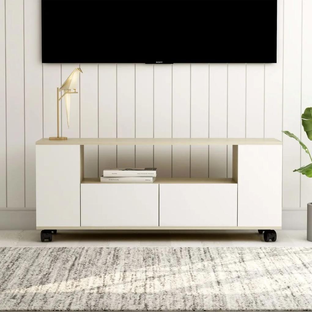 vidaXL TV skříňka 120x35x48 cm kompozitní dřevo [801349] Barva: bílá a dub sonoma