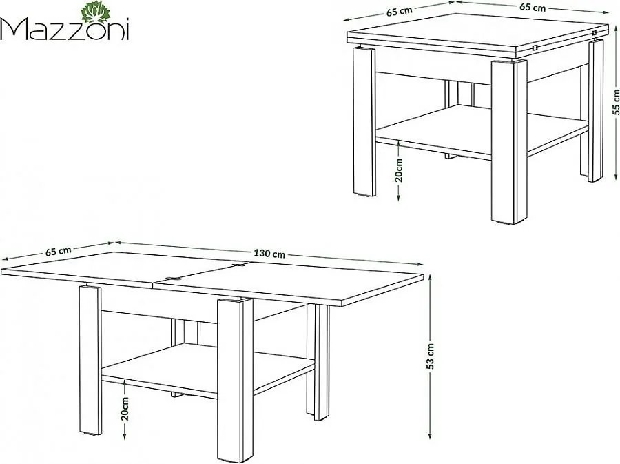 Casarredo - Komfort nábytek Konferenční stolek rozkládací LEO 65x65 cm výběr barev
