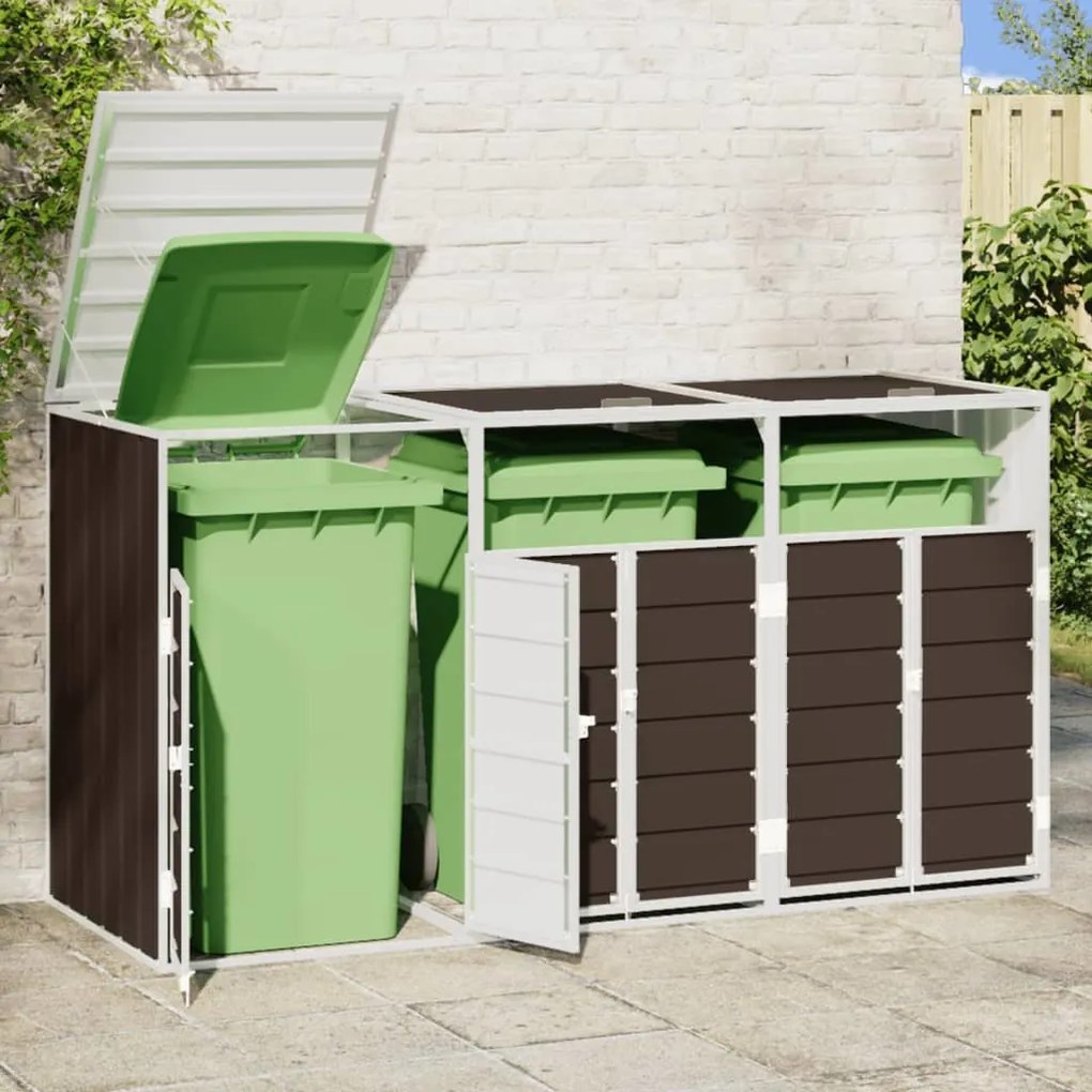 vidaXL Box na 3 popelnice 216 x 81 x 115 cm ocel [4006182] Barva: Zelená