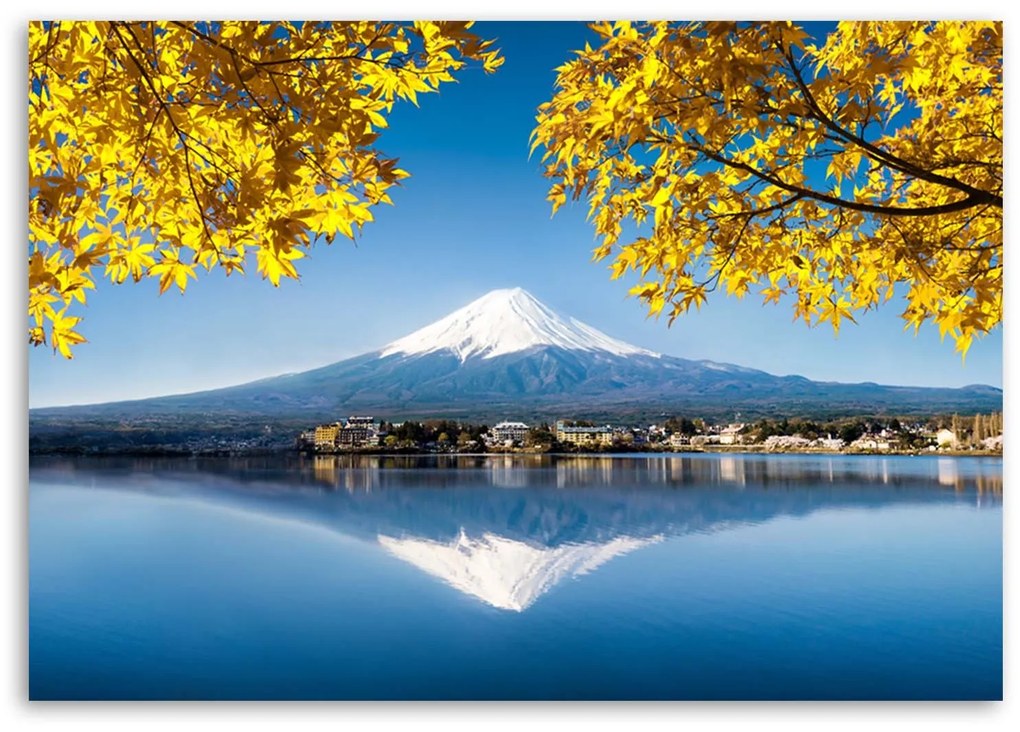 Gario Obraz na plátně Hora Fuji, jezero a žluté listy Rozměry: 60 x 40 cm